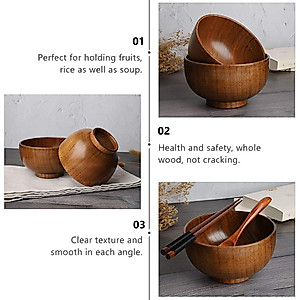 Hemoton 1pc 13x8CM Simple Wooden Bowl Food Bowl Handmade Wood Bowl Soup Bowls Cereal Bowls Rice Bowls Mixing Bowls Wooden Salad Bowl Individual Salad Bowls