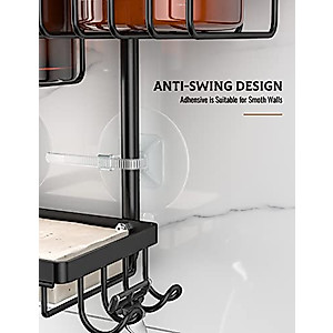 HYSEYY Shower Caddy Over Shower Head Hanging Shower Caddy for Bathroom, No Drilling Rustproof Stainless Steel Hanging Shower Organizer with Soap Holder, 10 Hooks, Large Capacity for Whole Family