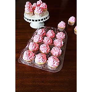 10-Pack of 12-Compartment Stackable Cupcake Carrier - High Tall Dome Clear Cupcake Boxes for Mini or Full-Size Cupcakes, Cupcake Containers Plastic Disposable, Cup Cake Holders