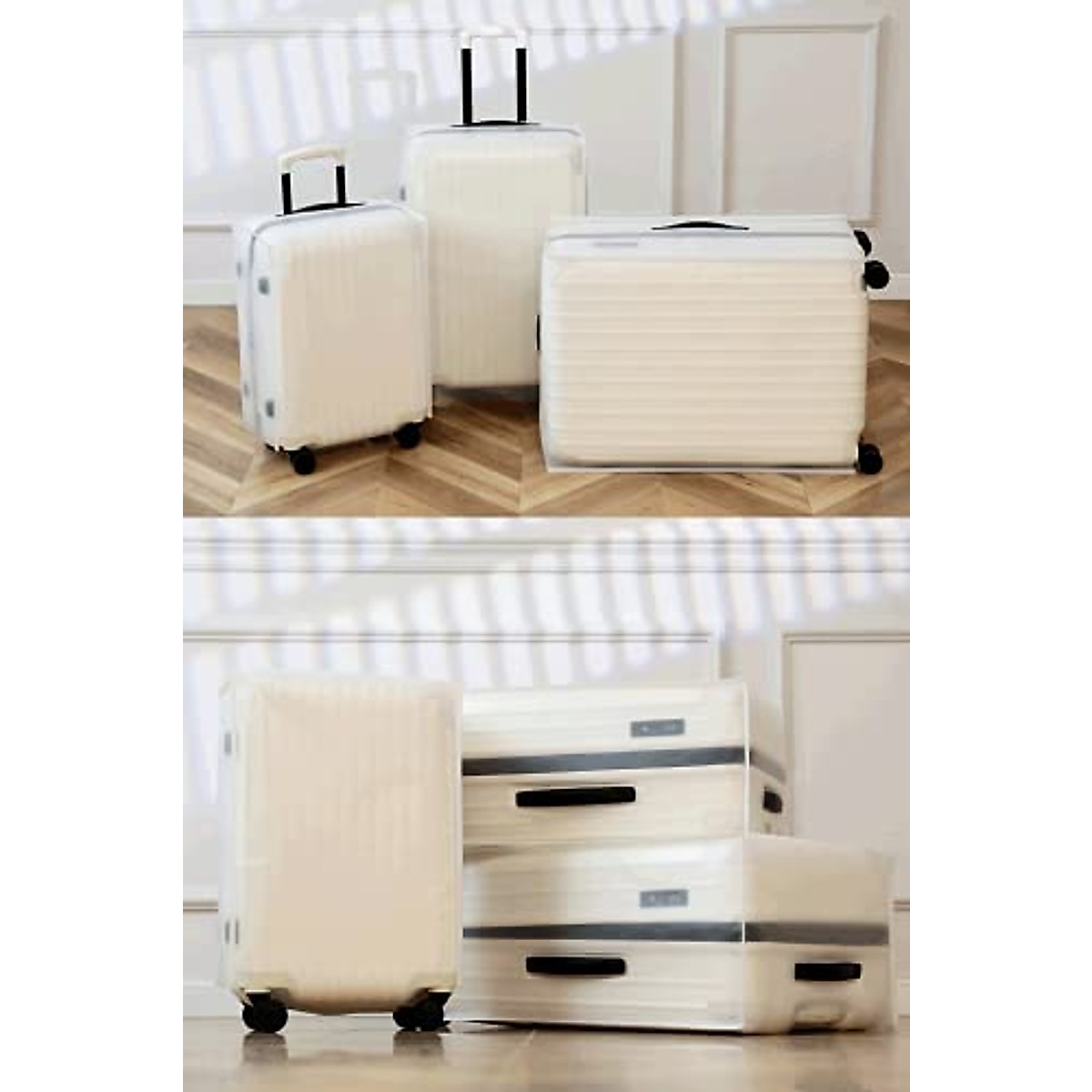 gaunghong Luggage Cover 20 22 24 28 Inch Suitcase Cover Rolling Luggage Cover Protector Clear EVA Suitcase Cover for Carry on Luggage(20Inch)