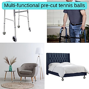 Precut Tennis Balls for Walkers 4 PCS Walker Tennis Ball for Furniture Legs and Floor Protection Heavy Duty Long Lasting Felt Pad Glide,Fit Most Walkers (Gray)