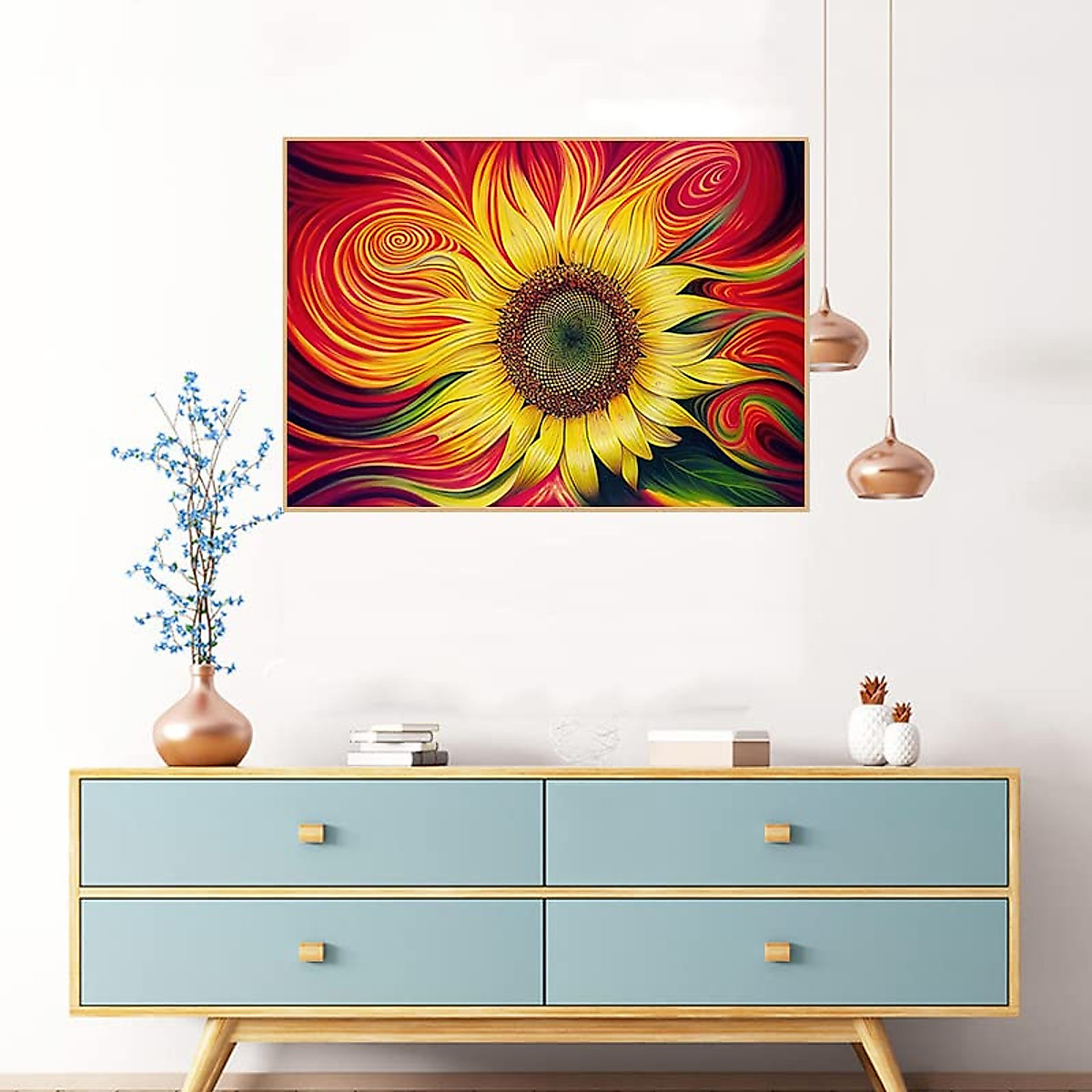 DIY Paint by Numbers for Kids & Adults & Beginne,DIY Canvas Painting Gift Kits for Home Decoration,Warm Sunflower Wall Bedroom Decoration 16 x 20 inch (Without Framed)