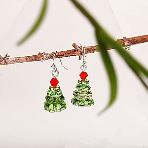 Christmas Earrings for Women Holiday Earrings Crystal Cristmas Tree Earrings Xmas Dangle Earrings Christmas Jewelry-light green
