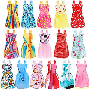 73Pcs Dolls Fashion Set for Dressing up Dolls, Included 18Pcs Wedding Party Outfits Clothes and 55Pcs Doll Accessories Shoes Bags Necklace Girls' Gifts