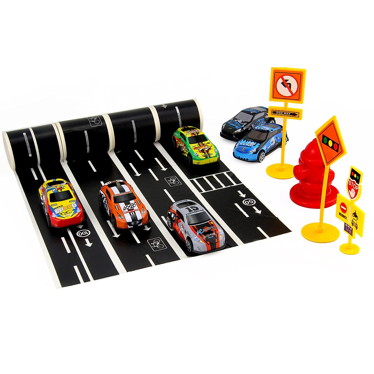 TORMEN Road Sticker Rolls Cars Track and Train Sets Sticker Perfect to Develop Your Kids Imagination and Memory, Play and Gifts for Children Toys(2 Rolls of Road