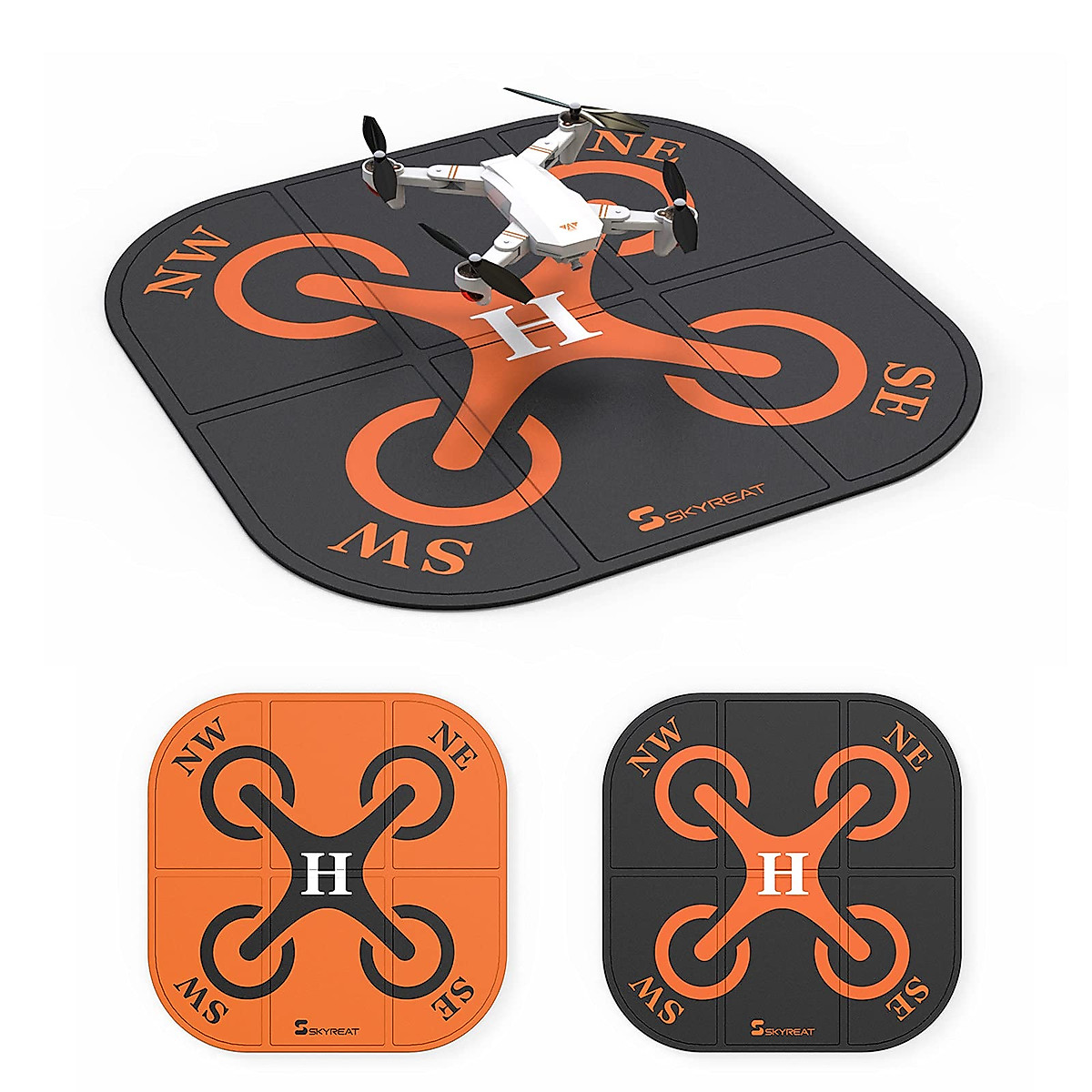 Skyreat Drone Landing Pad Weighted, 50cm(20") Foldable Waterproof Helicopter Landing Pad for DJI Mini 2 / Mini 3 Pro/Mavic 3 / Air 3 / Air 2 / Air 2S / Holy Stone/Avata Pro FPV Drones Accessories