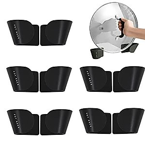 Hemoton 5 Pairs Wall Mount Pot Lid Organizers, Adjustable Pot Lid Holder Cabinet Door Organizer Pot Hangers Racks, Plastic Pan Storage Racks Holders for Kitchen, Saving Space& Free Size