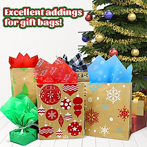 Hifunwu 160 Sheets Christmas Tissue Paper for Gift Wrapping Bags, Christmas Tissue Paper Bulk, Holiday Tissue Paper for Gift Bags Wrapping
