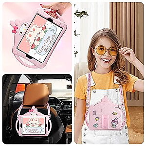 JAKPAK for iPad 5th Generation Case Kids iPad 6th Gen iPad Air 2/Pro Case with Screen Protector Lanyard for Girls,Soft Silicone iPad Cover with Handle Kickstand for iPad 9.7 inch