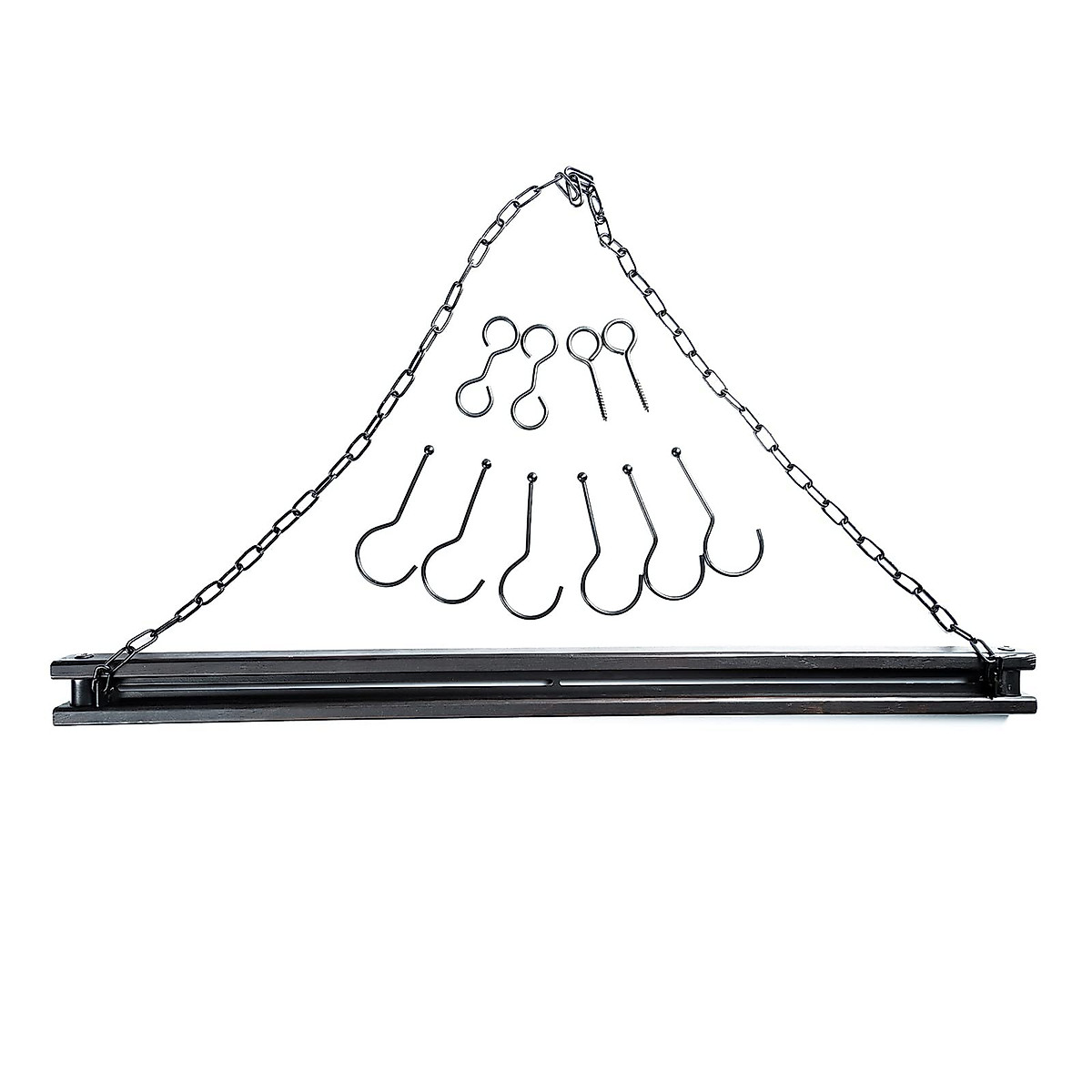 SODUKU Pot and Pan Rack Organizer, Ceiling Mounted Single Wooden Cookware Hanger with 6 Hooks for Pot Pans Utensils Espresso