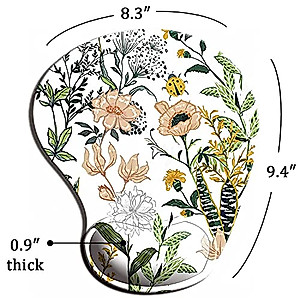 Dooke Ergonomic Mouse Pad with Wrist Support, Cute Mouse Pads with Non-Slip PU Base for Home Office Working Studying Easy Typing & Pain Relief Beautiful Floral
