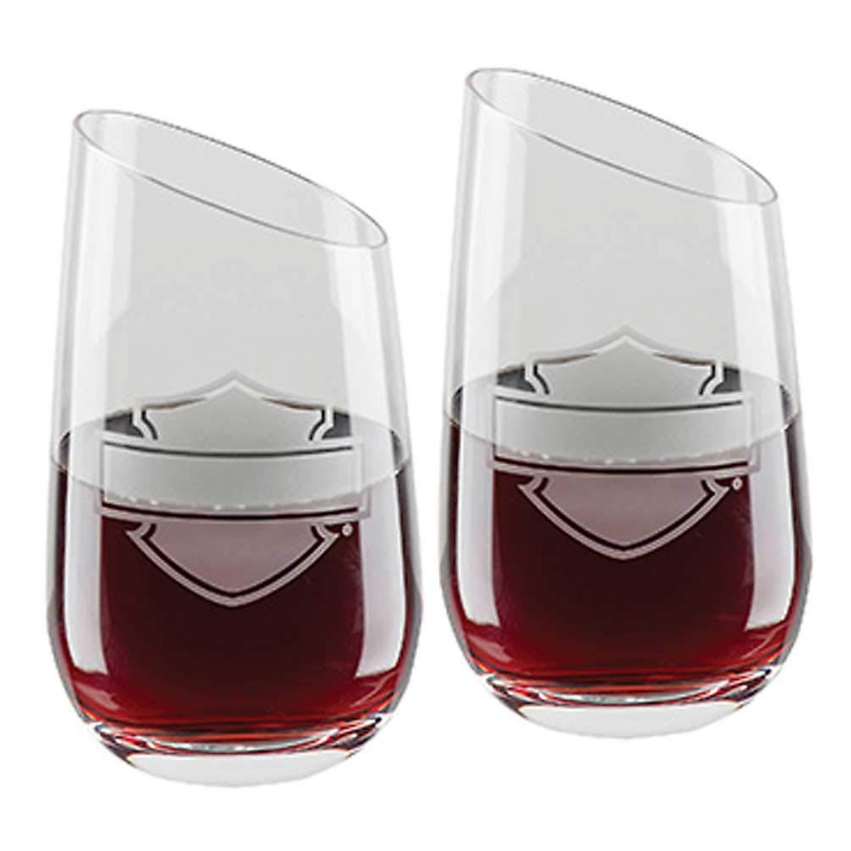 Harley-Davidson Silhouette Bar & Shield Stemless Angled Wine Glass Set HDL-18797