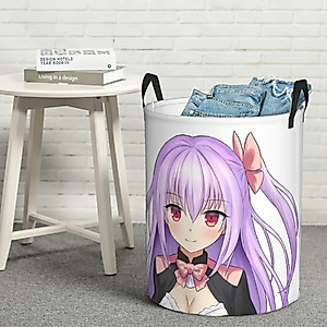 aHaBiKas Collapsible Laundry Basket Organizer, Moe Anime Character Girl Dirty Clothes Storage Basket with Handle for Bathroom Bedroom Living Room Medium Size