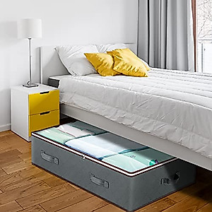 60L Clothes Storage & 90L Underbed Storage Bags, Clothes Storage Bins Foldable Closet Organizers with Durable Handles with Clear Window for Clothes Pillow Blankets Bedding