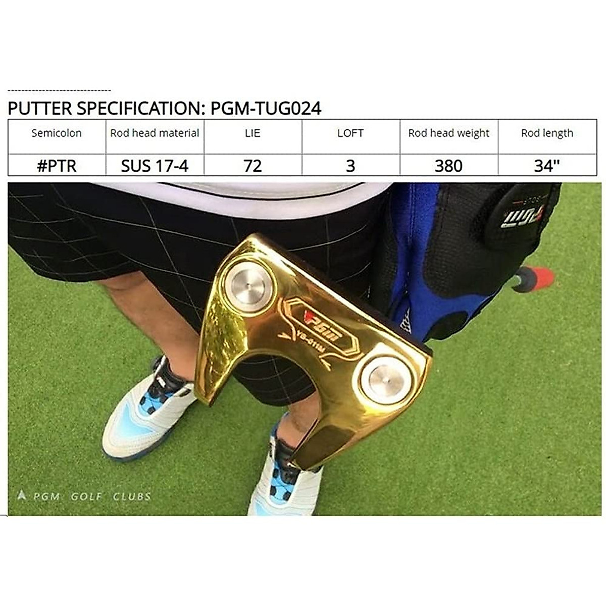 Golf Putter with Golf Headcover CNC Integration Stainless Steel Shaft Golf Clubs Putter Mens Womens Golf Driving Sports (Gold)