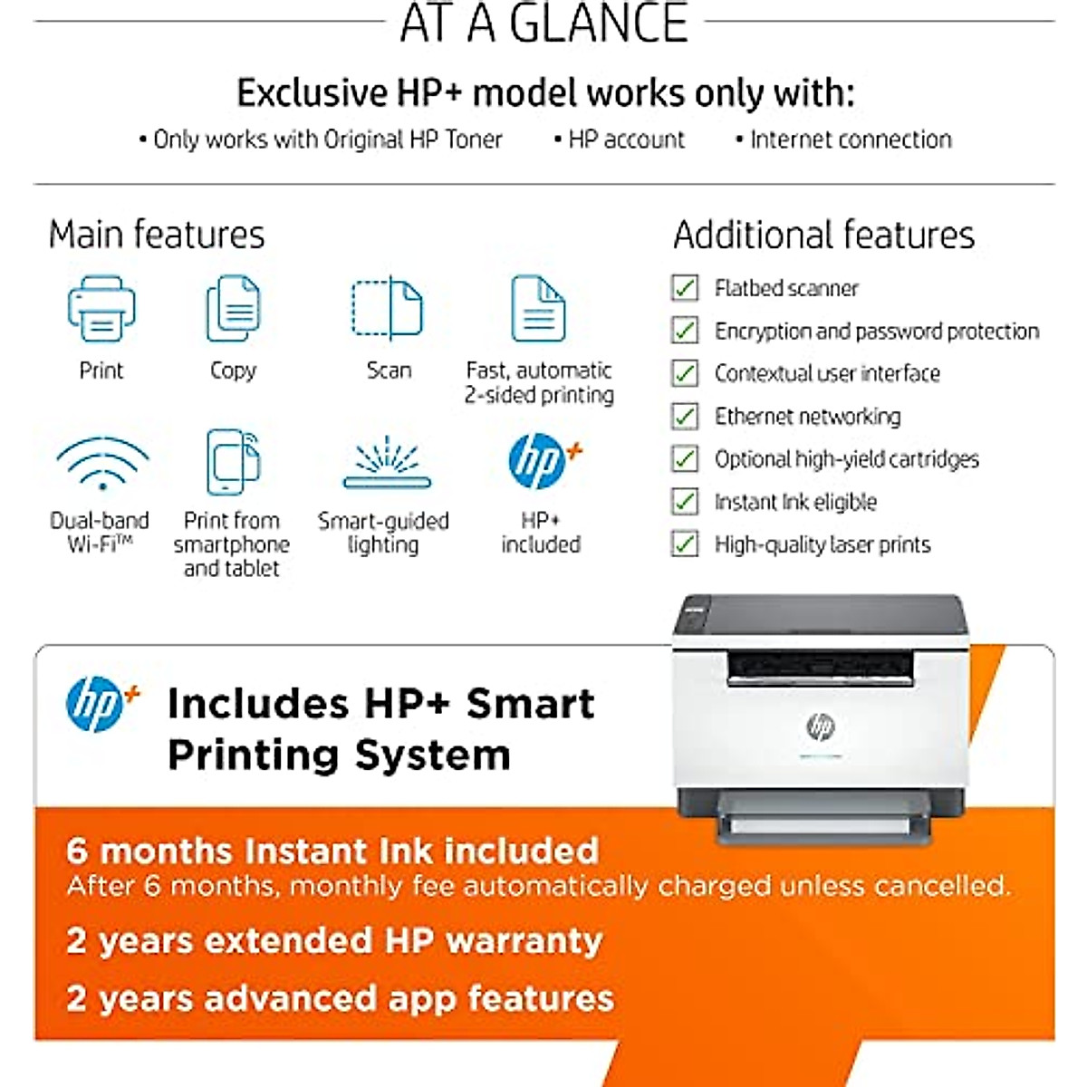 HP Laserjet MFP M234dwe Wireless Black and White All-in-One Laser Printer Print Scan Copy, Auto 2-Sided Printing, 30 ppm - WULIC Printer Cable