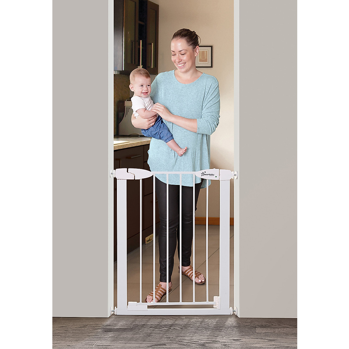 Dreambaby Boston Magnetic Auto Close Baby Gate - Indoor Safety Gates - Fits Opening from 24.25-26.5inch Wide & 29inch Tall - with Smart Stay Open Feature - White