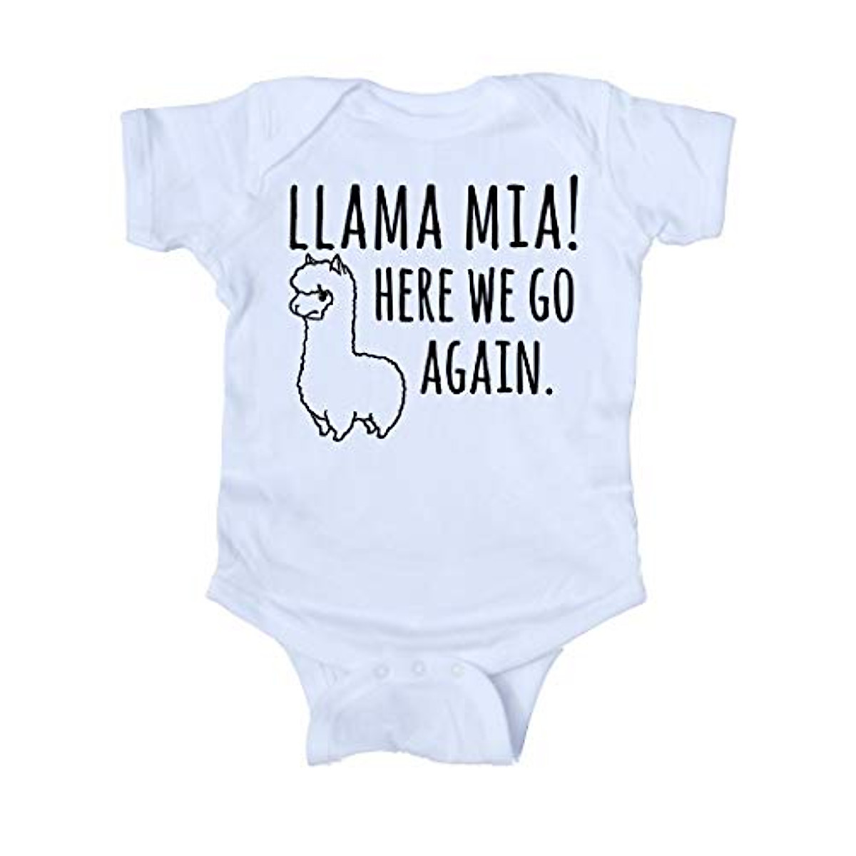 Sunray Clothing Llama Mia Here We Go Again Baby Boy Girl Onesie Gray
