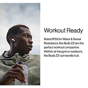 OnePlus Buds Z2 True Wireless Earbud Headphones-Touch Control with Charging Case,Active Noise Cancellation,IP55 Waterproof Stereo Earphones for Home,Sport, Obsidian Black