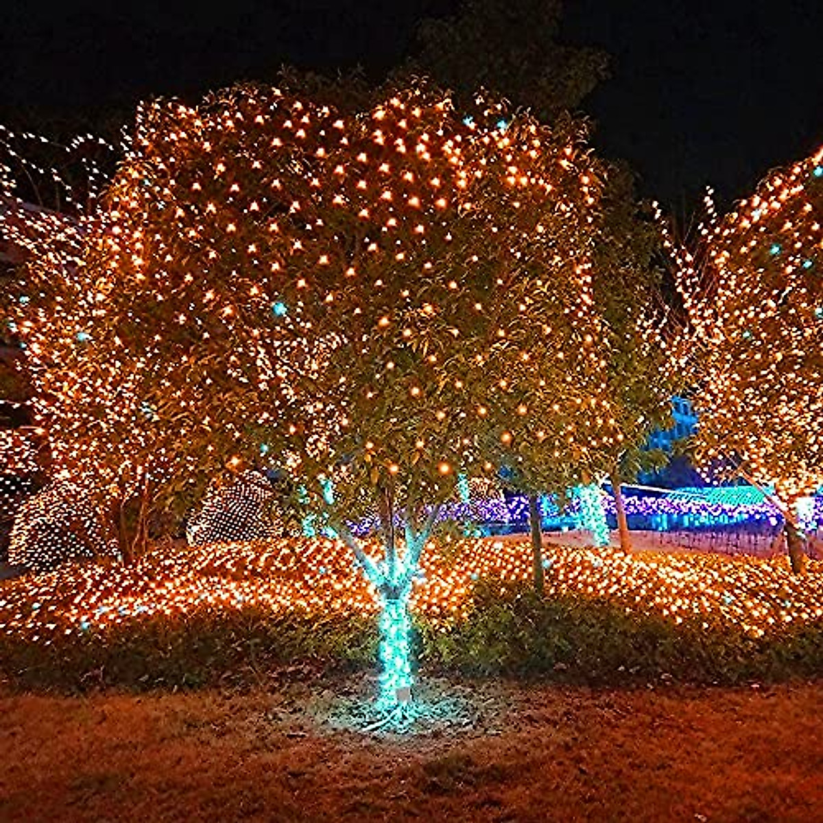 FUNPENY Halloween 360 LED Net Lights, 12ft x 5ft 8 Modes Waterproof Connectable Halloween Decorations for Outdoor Garden Party Decor (Orange)