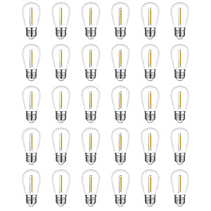 Visther 30-Pack Outdoor String Light Bulbs, Waterproof S14 Replacement Bulb, E26 Base, 1W 120V, 2700K Warm White