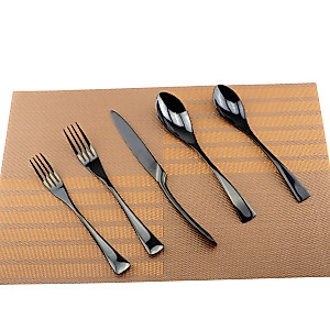 Uniturcky 5-Piece Stainless Steel Flatware Silverware Set Service for 1 Dinnerware Mirror Polished Include Knife/Fork/Spoon Dishwasher Safe