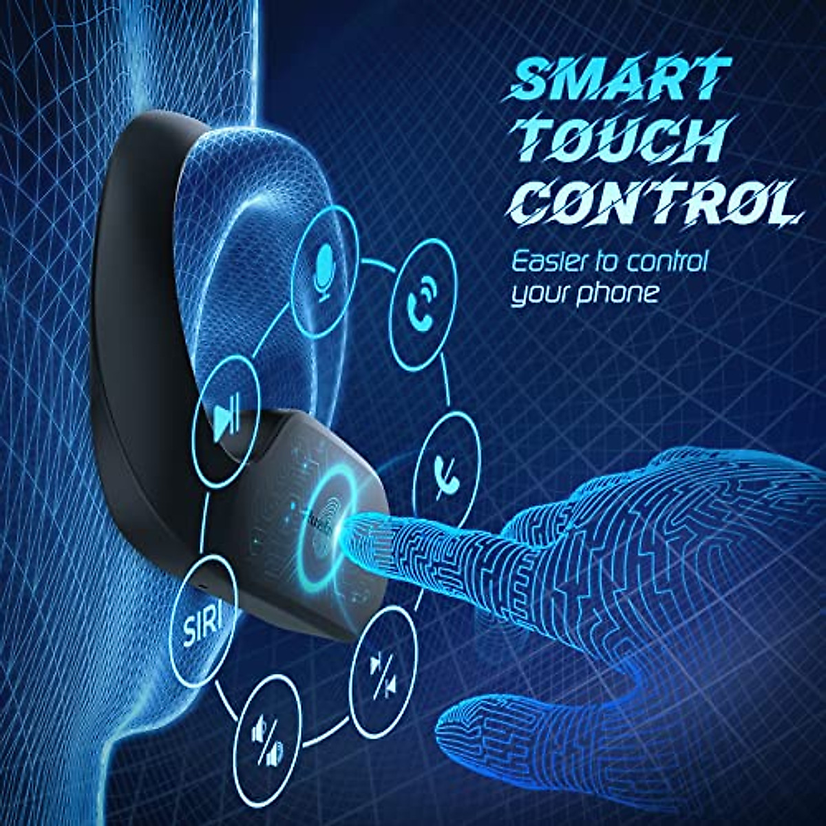 Earhook Bluetooth Wireless Earbuds Earphones - HD Stereo, 48H Playtime, IPX7 Waterproof Wireless Earbuds, Touch Control Bluetooth 5.1 Wireless Earphones for Sports Running Workout