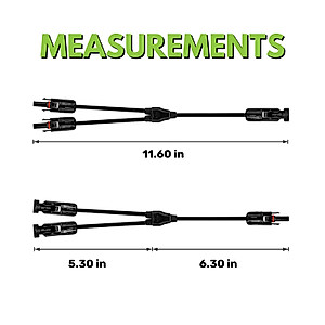 NuEnergy The Original Solar Connector Y Branch 1 to 2 Parallel Adapter Cable Wire Plug Tool Kit for Solar Panel (M/FF and F/MM)