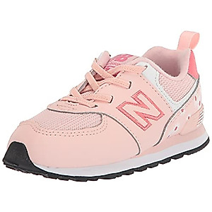 New Balance Kid's 574 V1 Flower Power Bungee Sneaker, Pink Haze/Desert Pink, 9 Toddler