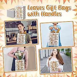 Kolldenn 24 Pcs Fall Gift Bags with Handles Thanksgiving Paper Bags Maple Leaves Wildflower Floral Seasonal Autumn Bulk Goodie Bags for Wedding Birthday Party Favor Supplies