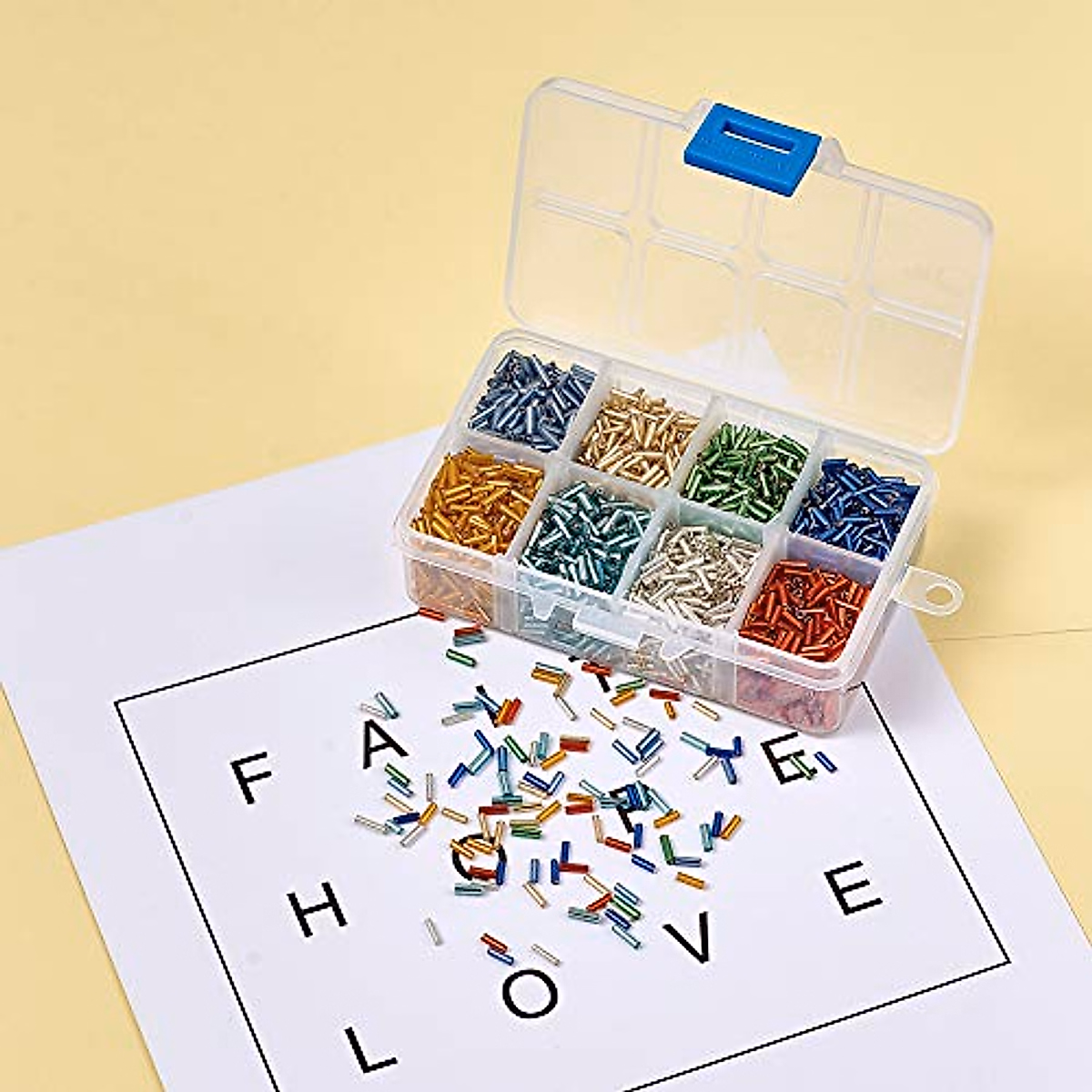 Pandahall 8 Colors Silver Lined Glass Bugle Seed Beads 6x1.8mm Tube Loose Spacer Beads Hole: 0.6mm for DIY Jewelry Making