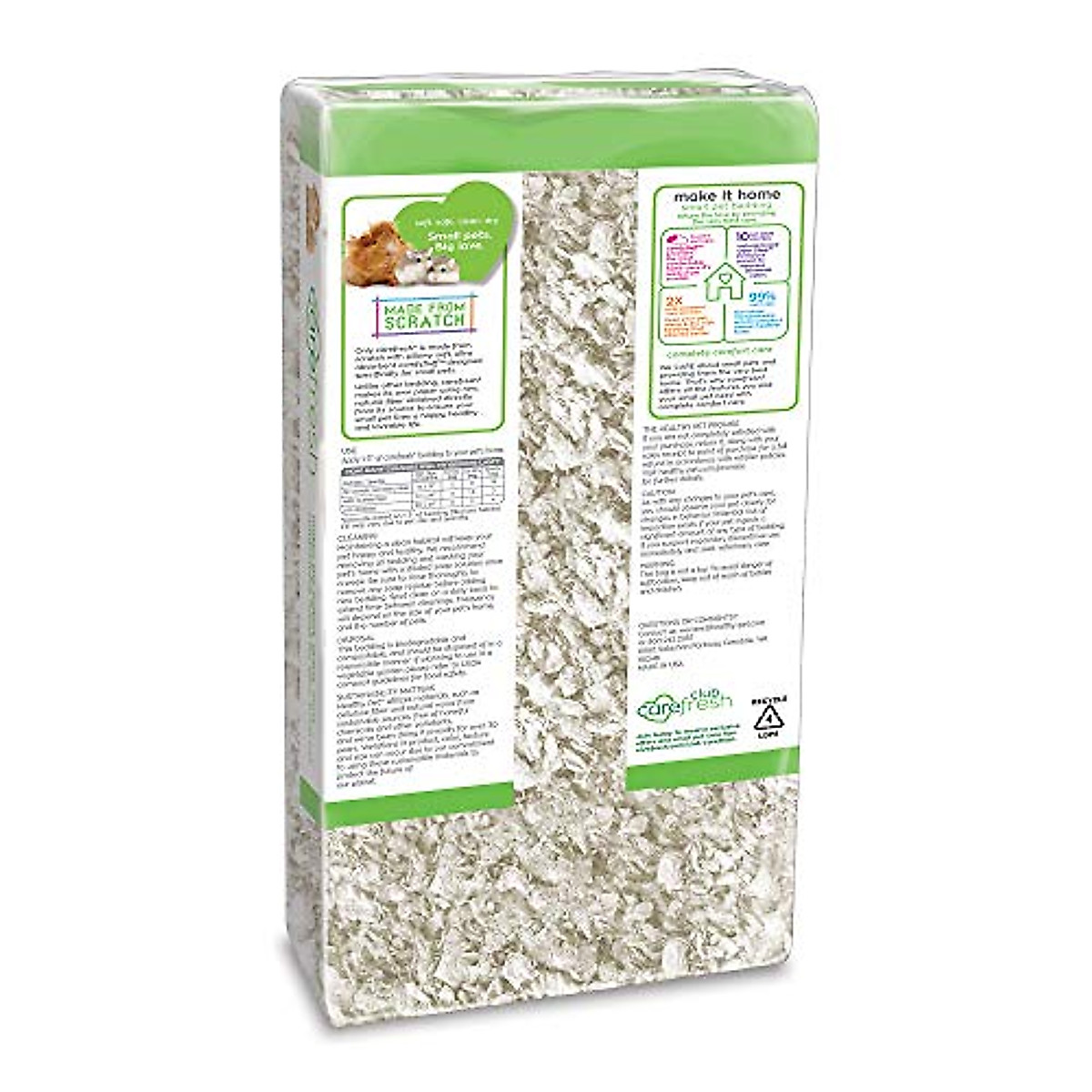 carefresh 99% Dust-Free White Natural Paper Small Pet Bedding with Odor Control, 10L, White