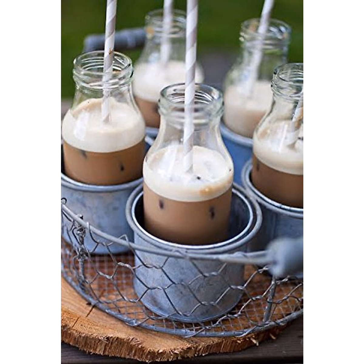 Outside the Box Papers Light Blue and Silver Stripe and Chevron Paper Straws 7.75 Inches 100 Pack Light Blue, Silver, White