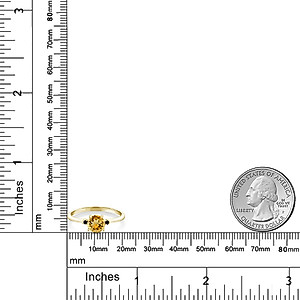 Gem Stone King 10K Yellow Gold Yellow Citrine and Black Diamond Solitaire Engagement Ring For Women (0.73 Cttw, Round 6MM, Gemstone November Birthstone, Size 7)