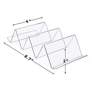 Unique Plus Acrylic Taco Holder Stands Set of 4 Clear Stand Tray Serving Plates Each Rack Holds 3 Tacos Modern Lucite Holders Size 8.7 Inch x 2 for Kitchen Table Restaurant Party Decoration Food Safe