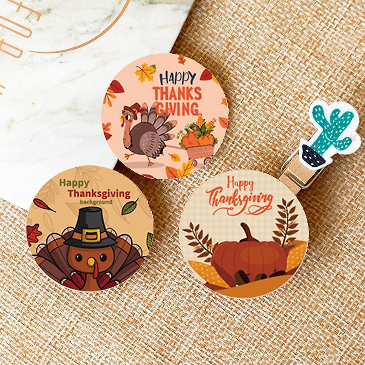 Turkey Happy Thanksgiving Stickers 500Pcs 1.0 Inch Autumn Turkey Label Stickers with 8 Style Turkey Patterns Great Thanksgiving Party Favor Self-Adhesive Sticker Roll for Kids Thanksgiving Card Decor