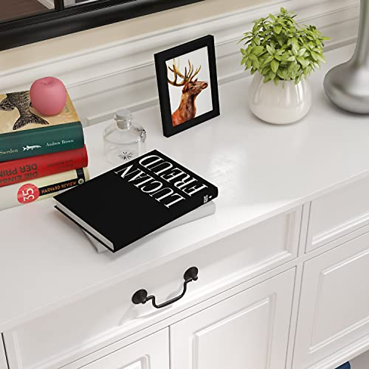 ECACAD Modern Sideboard Buffet Storage Cabinet with Drawers, Shelves & Carved Legs, Entryway Console Cabinet for Kitchen, Living Room, White (47.2”L x 15.7”W x 31.9”H)