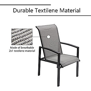 Dulce Domi Patio Chairs Set of 4, Rust-Free Outdoor Chairs W/Metal Slat Finish, 2x1 Textilene Dining Chairs Set of 4, Patio Chairs L23”xW22”xH38” Max Weight 280 Lbs