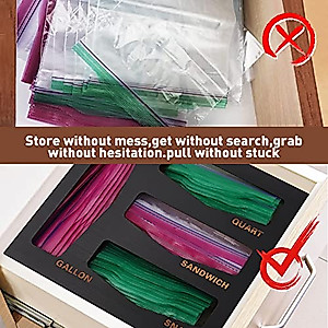 Mohoeey Ziplock Bag Storage Organizer for Kitchen Drawer, Suitable for Gallon, Quart, Sandwich and Snack Variety Size Bag-Black