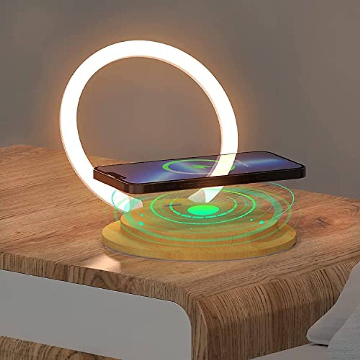 emie Wireless Charger Pad with Lamp, Fast Max 15W Wireless Charging Solution for Qi Enabled/iPhone/Galaxy, LED Touch Table Lamp for Bedside Nightstand Desk and Bedroom Dorm Home Office Decor