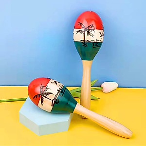 Amavoler MARACAS,Wood Rumba Shakers Rattle Hand Percussion of Sand of the Hammer Great Musical Instrument with Salsa Rhythm For Party Games Live Performances Concert Birthday Parties ktv(colorful)