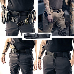 Shirt Stay Plus-Tactical Belt for Men Police EMS and Military - Professional Grade Heavy Duty Black Tactical Belt for Tactical Gear (Black Metal)