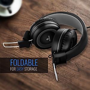 Sonitum Kids Headphones with Microphone, Wired Head Phones with Volume Control for Computer Cellphone, On Ear Headphones for School, Foldable/Adjustable fit Tangle Free 1.5m Cord, 3.5mm Jack