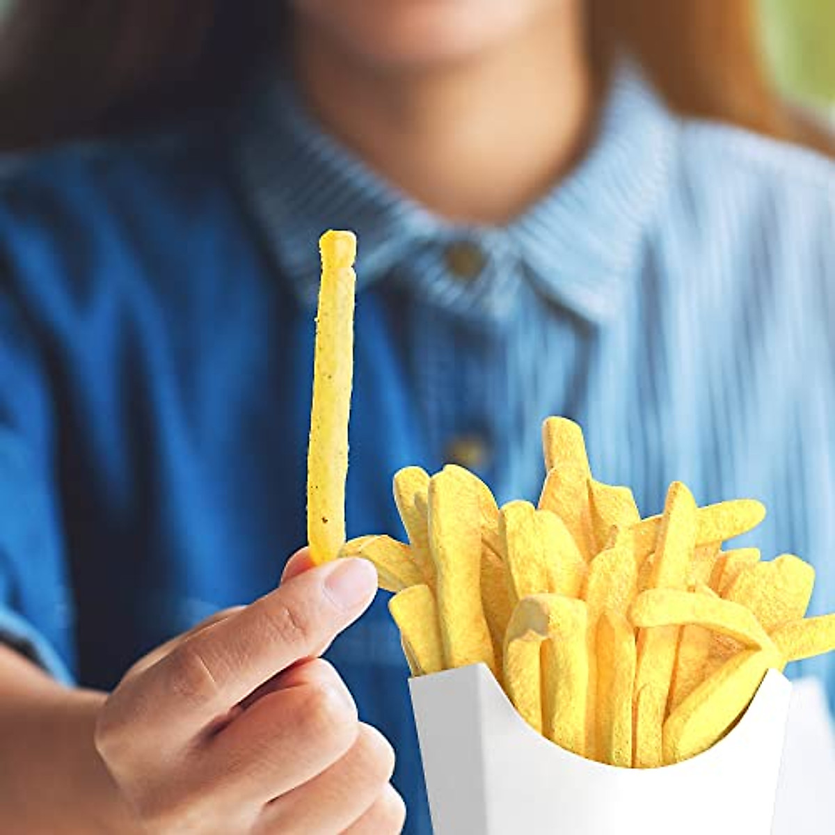 MT Products Extra Small 4 oz Kid-Sized White SBS Scoop Paperboard French Fries Containers - French Fry Holders Cups with Grease-Resistant Barrier (Pack of 50) - Made in the USA