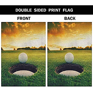 AOYEGO Golf Burlap Garden Flag Double Sided Premium Fabric Detail on the Lawn At Dusk, Golf Club Outdoor Decoration Banner for Yard Lawn 12.5" x 18"
