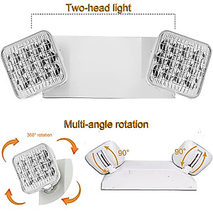 Hivotisa LED Emergency Lights with Battery Backup 6 Pack, Commercial Emergency Lights Fixture Two Head Adjustable, Hardwired Emergency Light for Business, Home Power Failure Hallway AC 120/277V