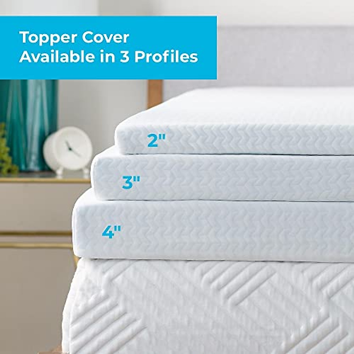 Linenspa Mattress Topper Cover, Twin XL, 3 Inch, Machine Washable - Breathable - Non Slip - Cover for Mattress Topper with Zipper - Topper Cover Only