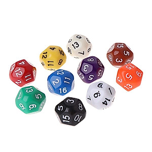 Lanema 10 Pcs D16 Polyhedral Dice for Dungeons and Dragons 16 Sided Dice Set