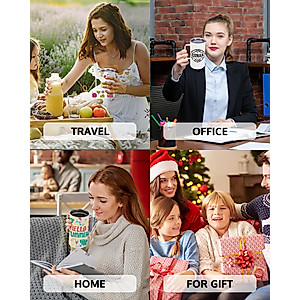 OFFNOVA 20oz Sublimation Tumblers with Handle, 4 Pack Sublimation Coffee Mugs with Lid, Stainless Steel Coffee Tumbler Travel Mug for Cold Hot Drinks