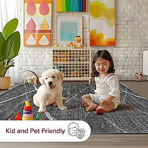 nuLOOM 3x5 Thigpen Contemporary Area Rug, Charcoal, Abstract Lines, Non-Slip Backing, Stain Resistant, For Bedroom, Dining Room, Living Room, Hallway, Office, Kitchen, Entryway